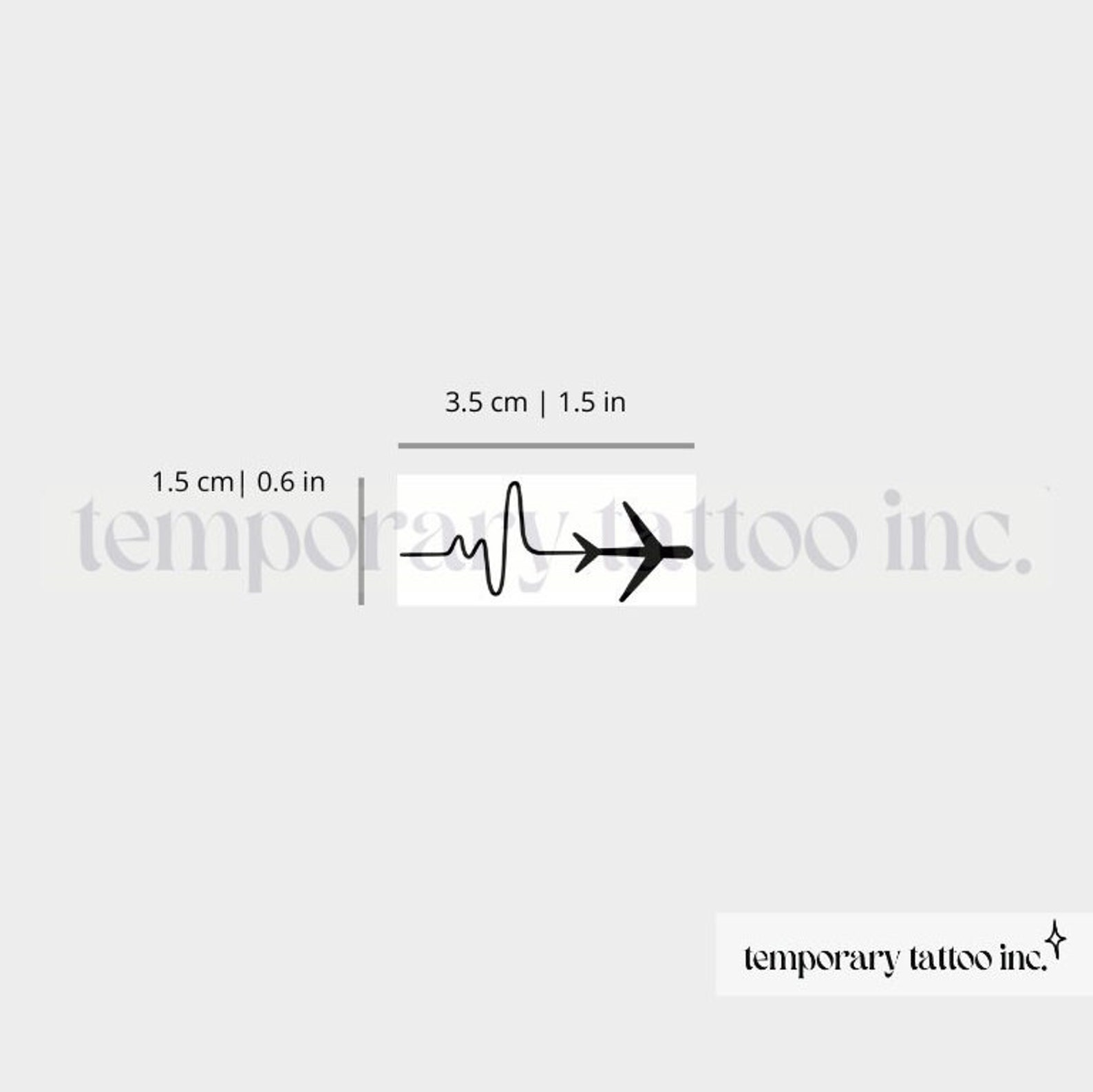 Travel Flight Pulse Temporary Tattoo set of 3 / Heartbeat Tattoo ...