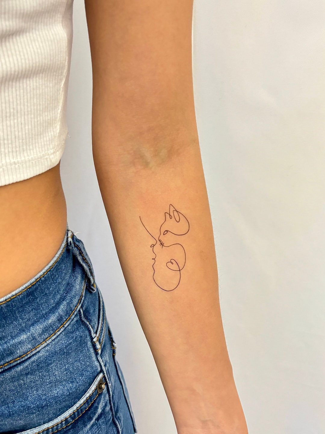 Cat Temporary Tattoo (set of 2) / Fine Line Cat Tattoo / Cat Lady Gift ...