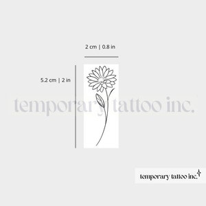 Fine Line Daisy Temporary Tattoo (set of 2) / Daisy Fake Tattoo / Boho ...