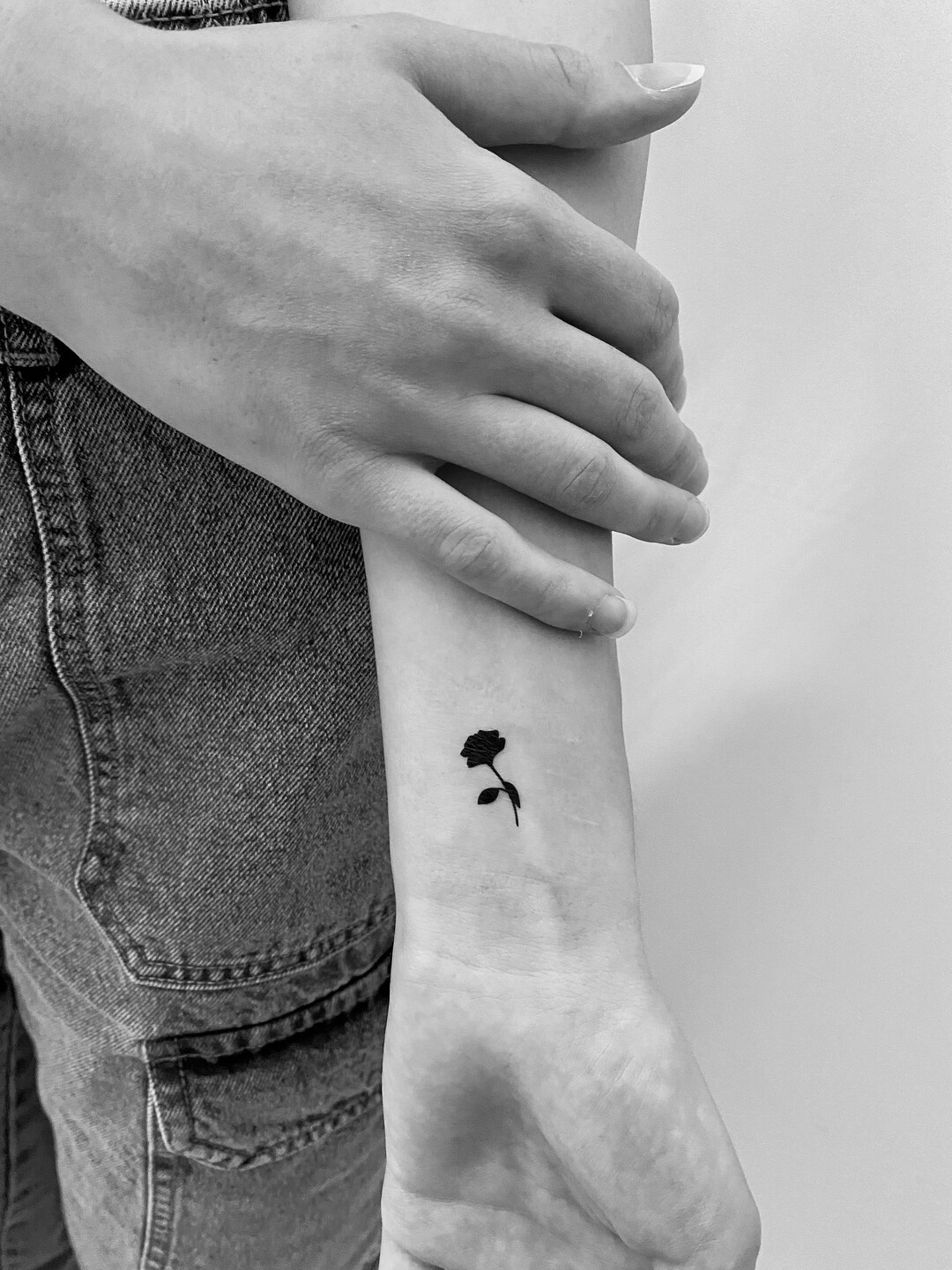 Small Black Rose Temporary Tattoo (set of 3) / Delicate Black Floral ...