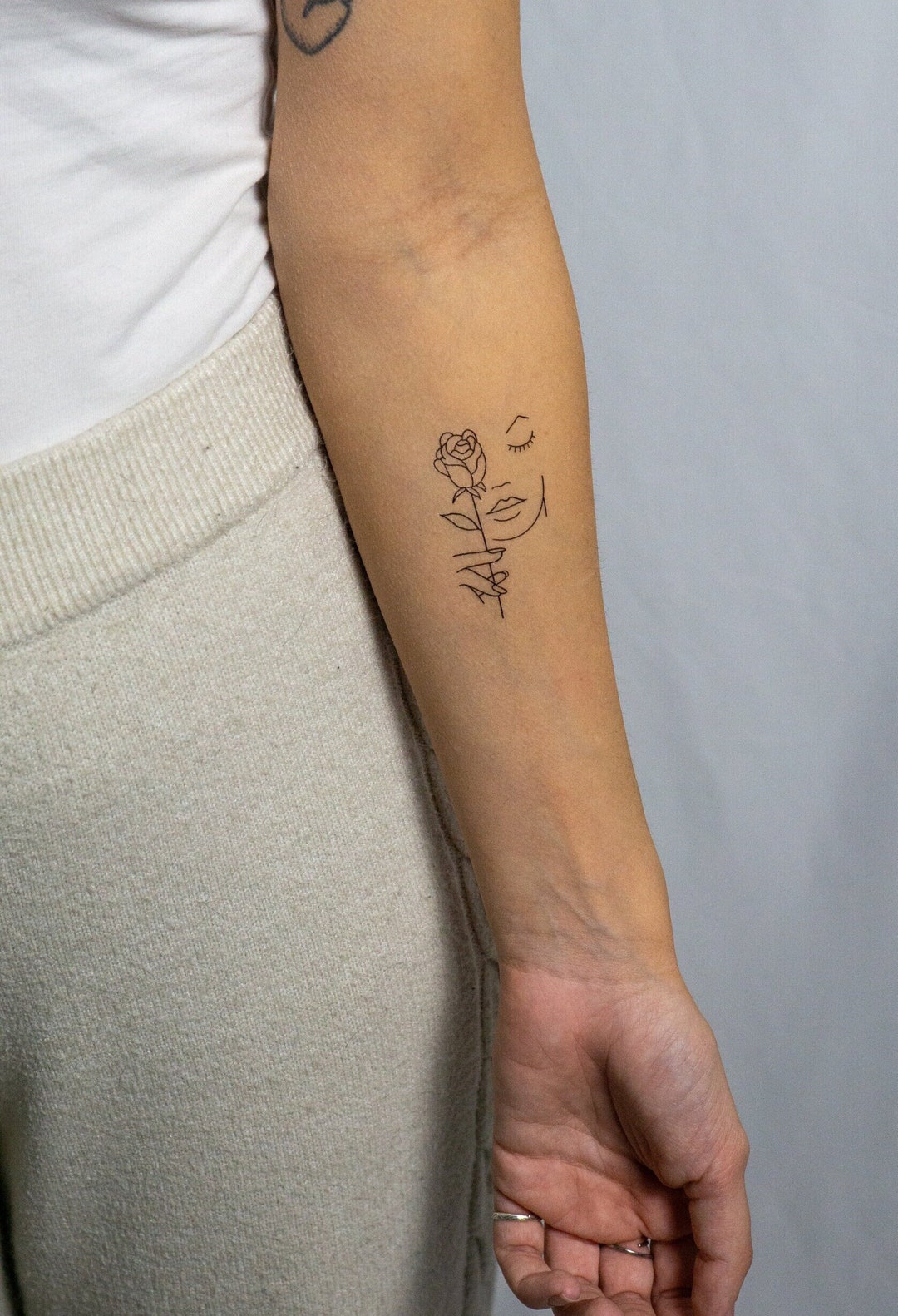 Face Rose Temporary Tattoo (set of 2) / Elegant Floral Tattoo ...