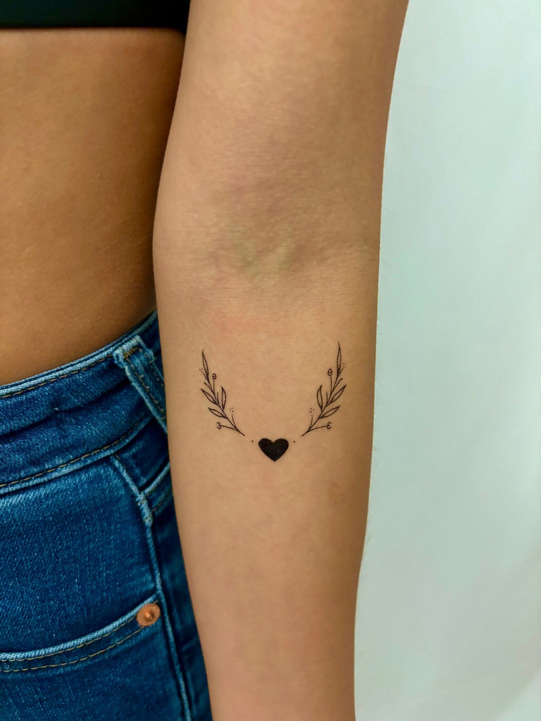 Floral Heart Embrace Temporary Tattoo (set of 2) / Eternal Love Allure ...