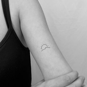Fine Line Sun Temporary Tattoo (set of 3) - Etsy