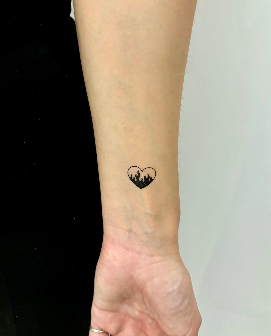 Small Fire Heart Temporary Tattoo (set of 3) / Heart Fake Tattoo / Tiny ...