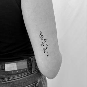 Music Notes Temporary Tattoo (set of 2) / Treble Clef Temporary Tattoo ...