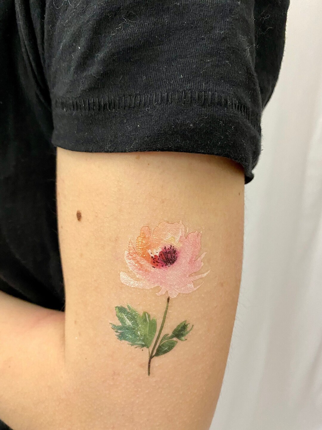 Floral Color Temporary Tattoo set of 2 / Water Color Fake - Etsy