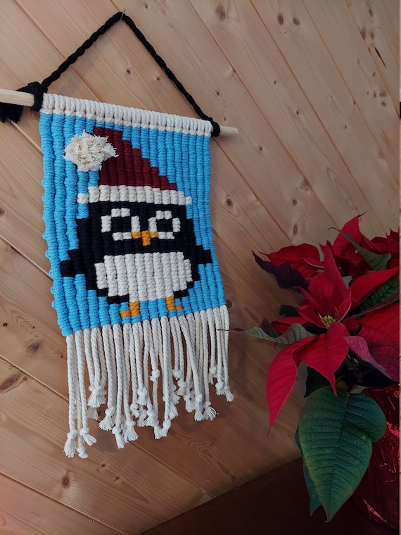 Santa Penguin Macrame Wall Hanging Christmas Decor - Etsy