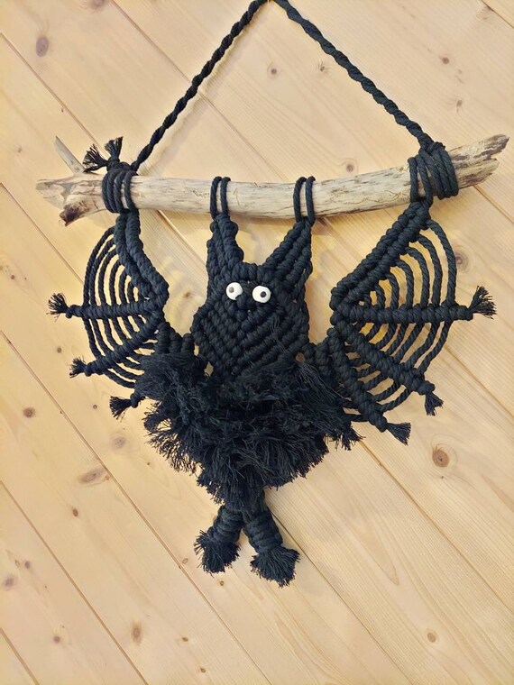 Macrame Bat Wall Decor Door Hanging Halloween | Etsy