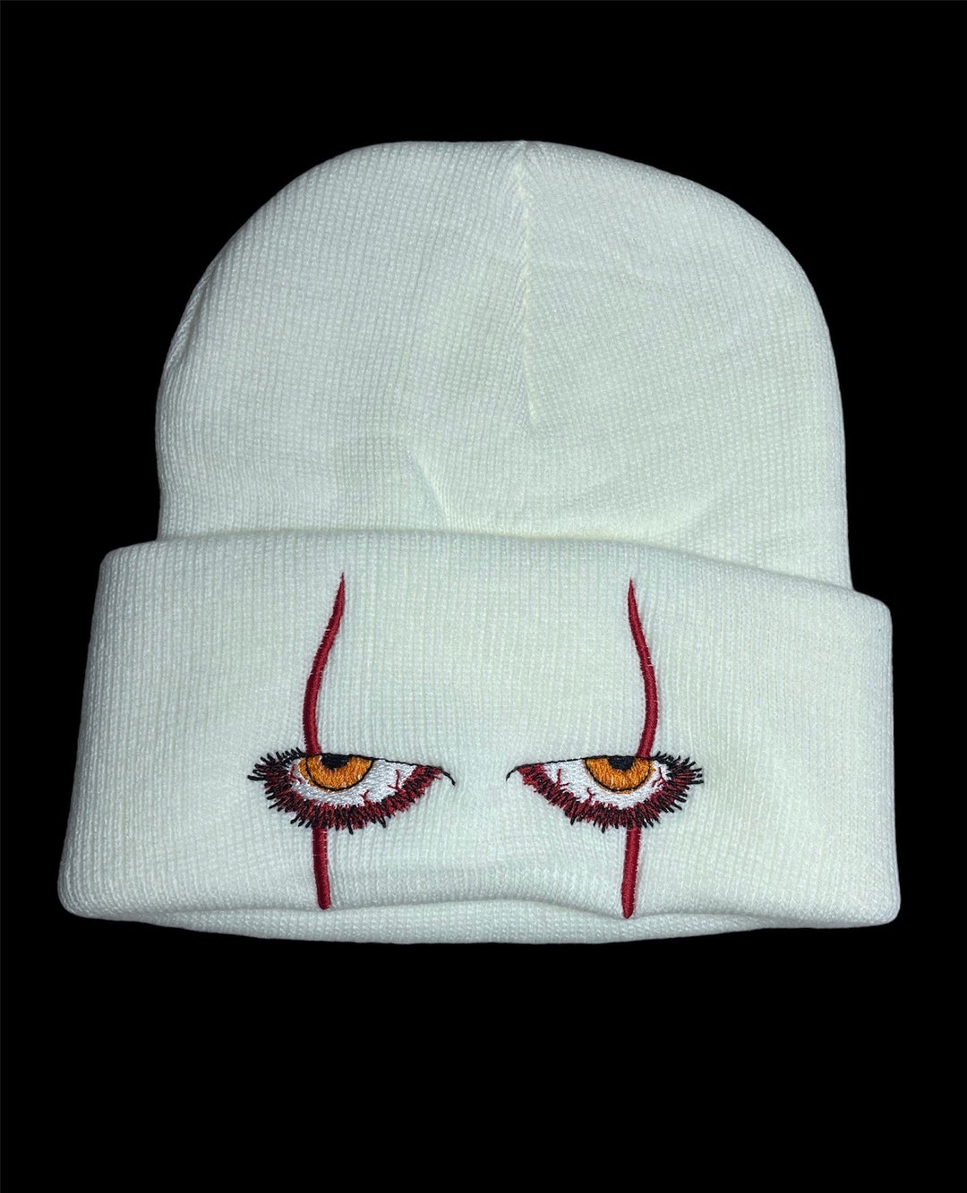Scary Pennywise Eyes Embroidered Knit Beanie Hat Inspired by the Movie ...