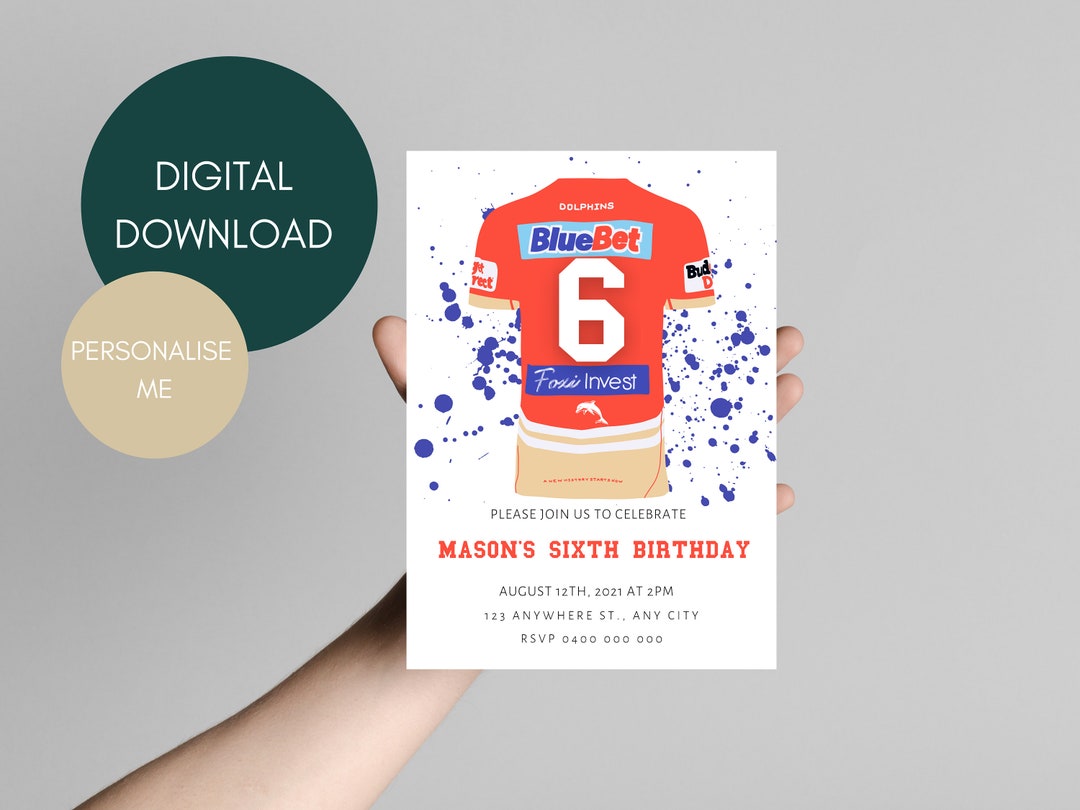 NRL Birthday Invitation | National Rugby League Birthday Party | Rugby ...
