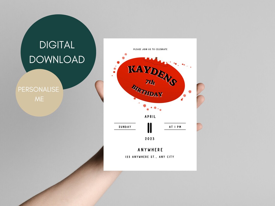 Reglas australianas Invitación de cumpleaños de fútbol / Fiesta de ...