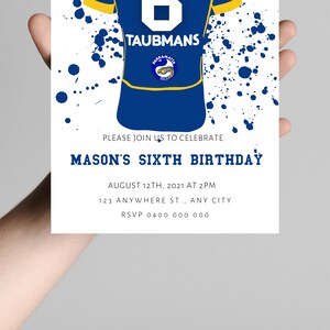 NRL Birthday Invitation | National Rugby League Birthday Party | Rugby ...