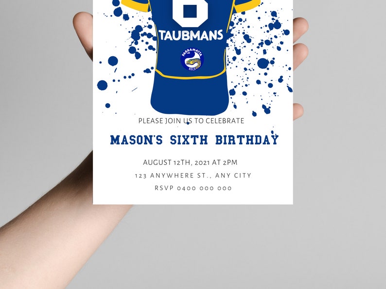 NRL Birthday Invitation | National Rugby League Birthday Party | Rugby ...