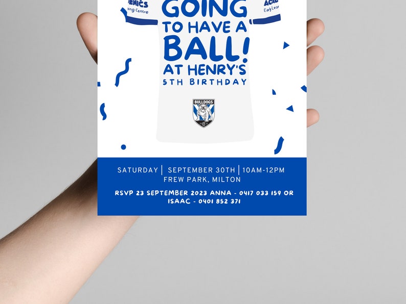NRL Birthday Invitation | National Rugby League Birthday Party | Rugby ...