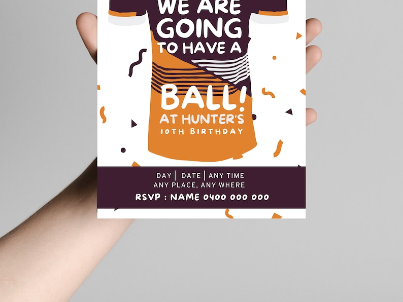 NRL Birthday Invitation | National Rugby League Birthday Party | Rugby ...