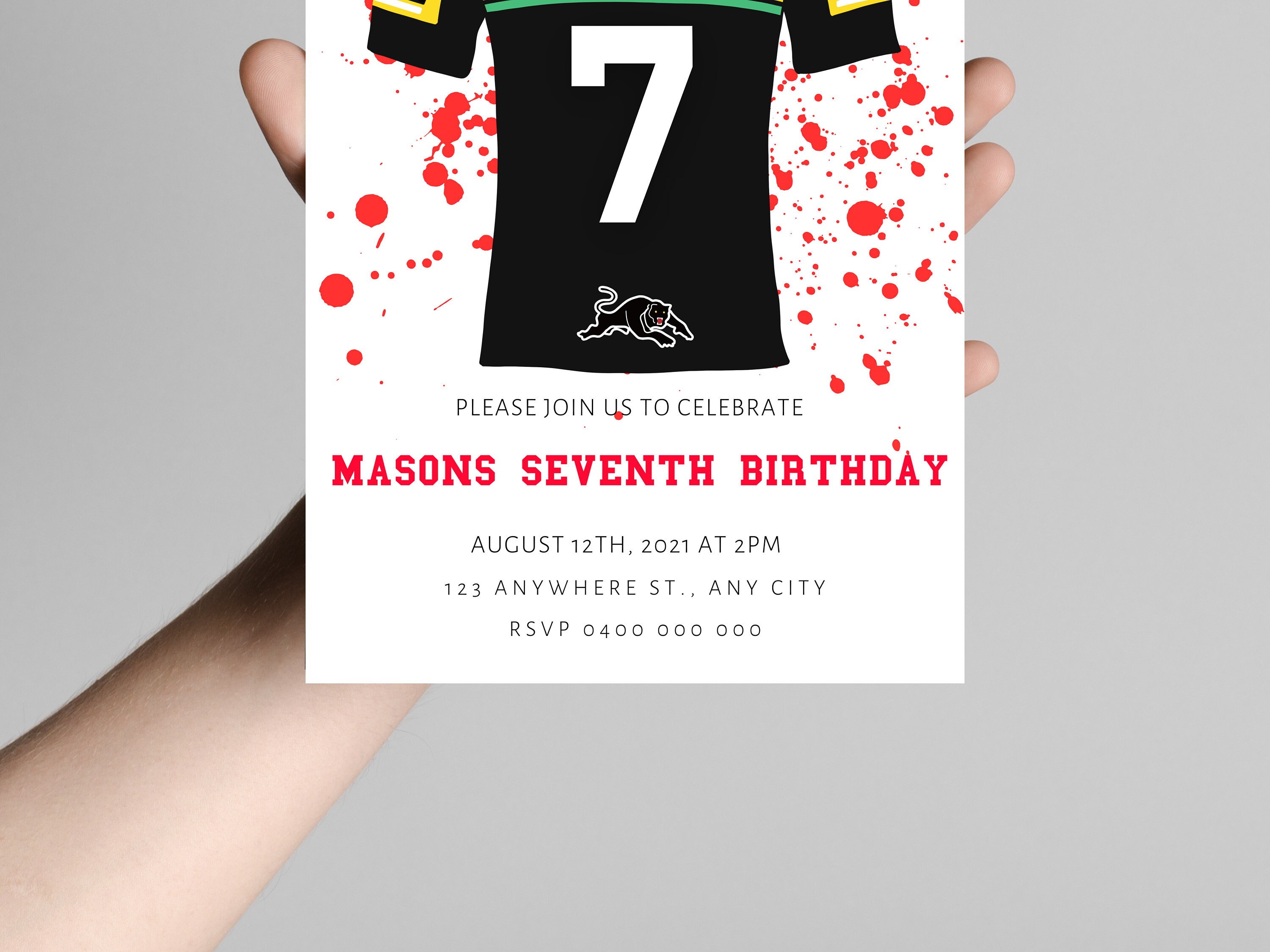 NRL Birthday Invitation | National Rugby League Birthday Party | Rugby ...