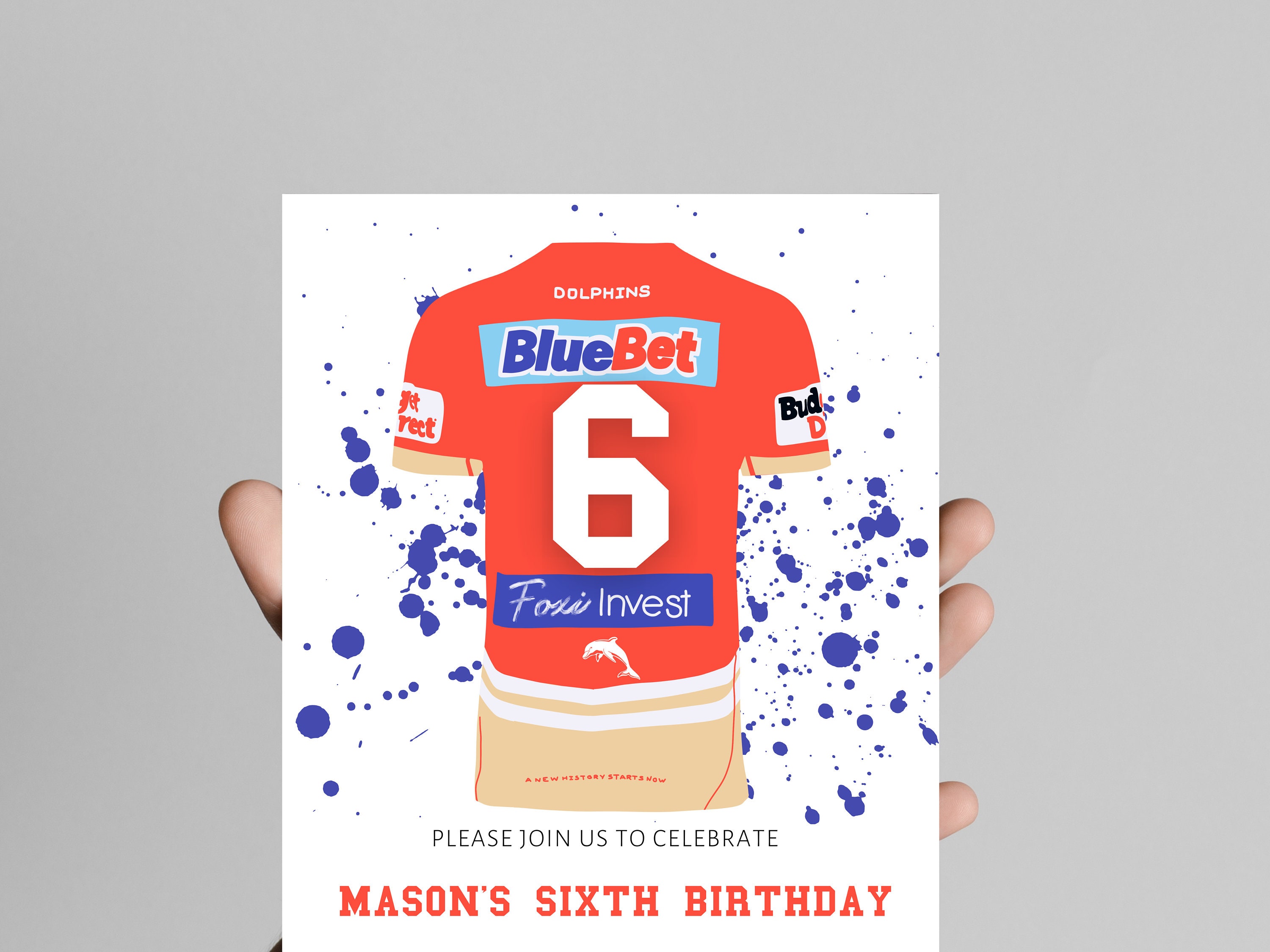 NRL Birthday Invitation | National Rugby League Birthday Party | Rugby ...
