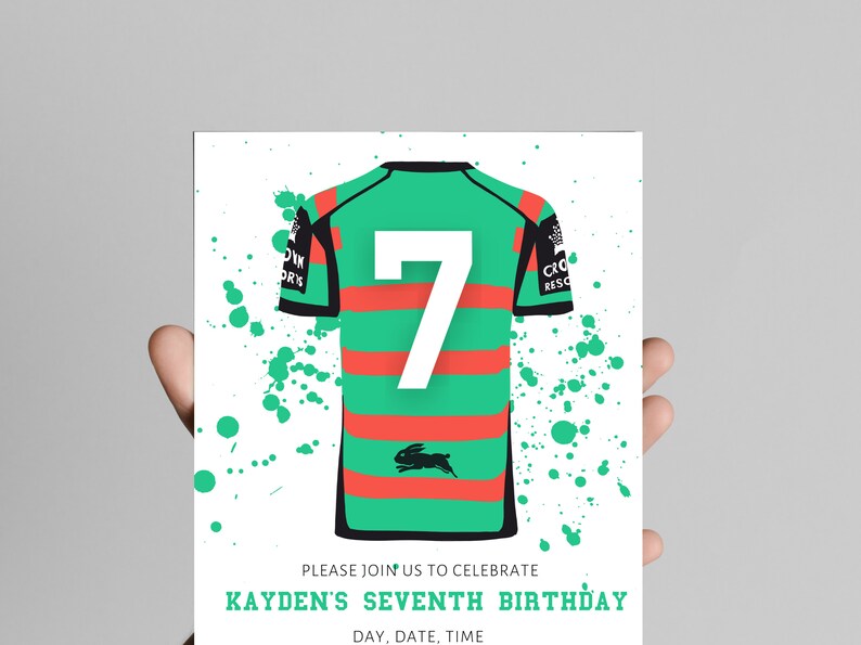 NRL Birthday Invitation | National Rugby League Birthday Party | Rugby ...