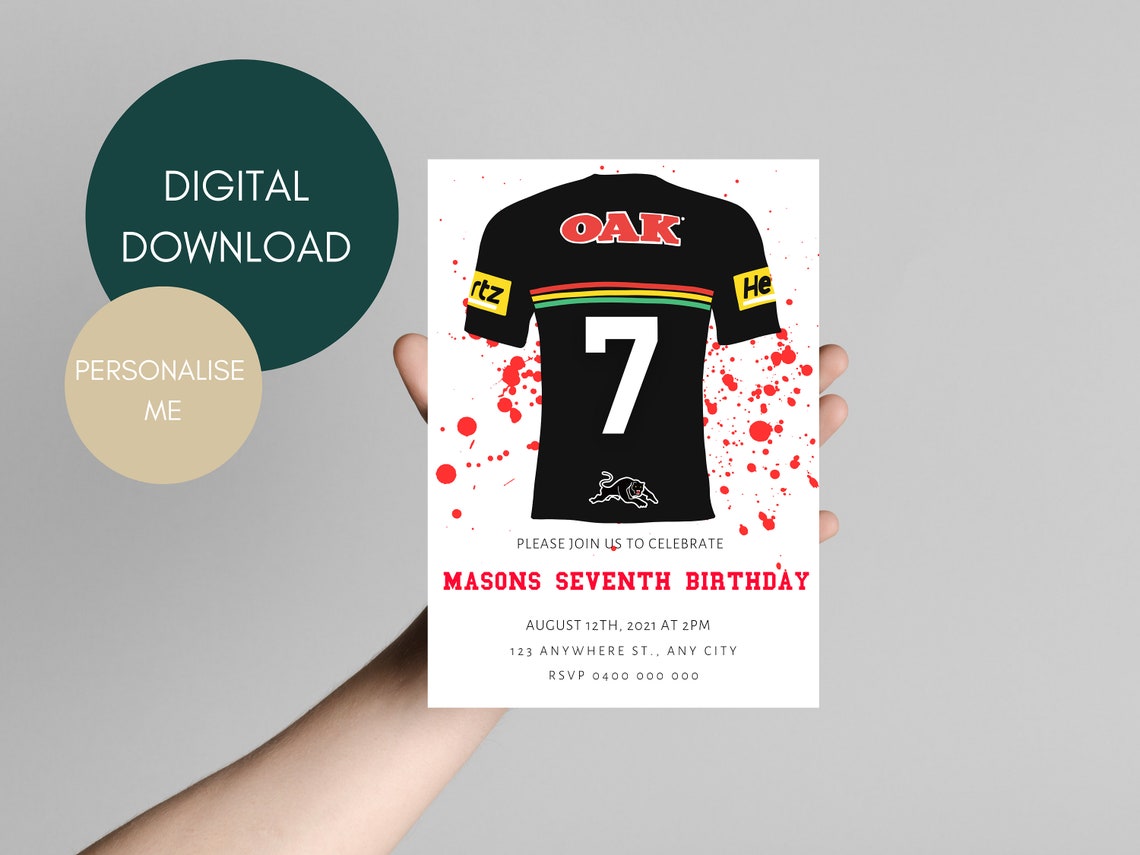 NRL Birthday Invitation | National Rugby League Birthday Party | Rugby ...