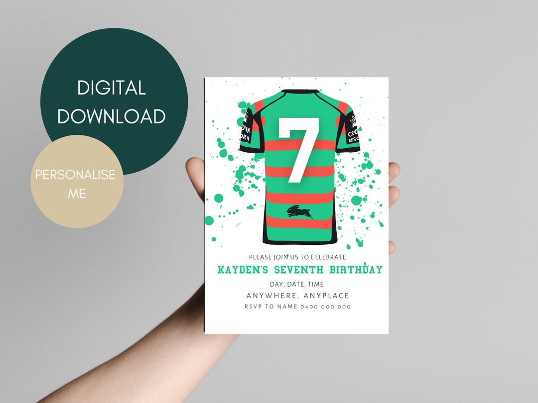 NRL Birthday Invitation | National Rugby League Birthday Party | Rugby ...