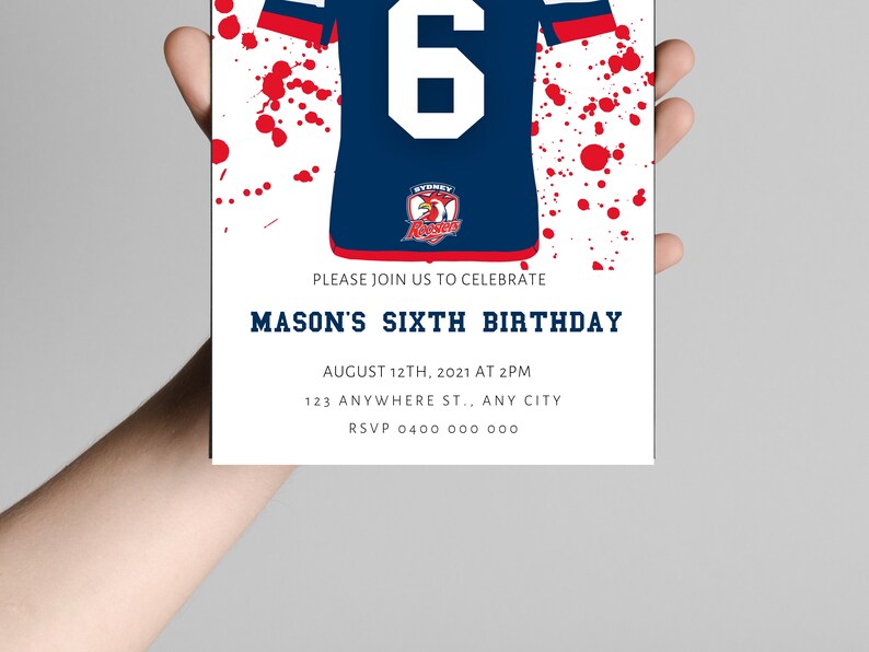 NRL Birthday Invitation | National Rugby League Birthday Party | Rugby ...