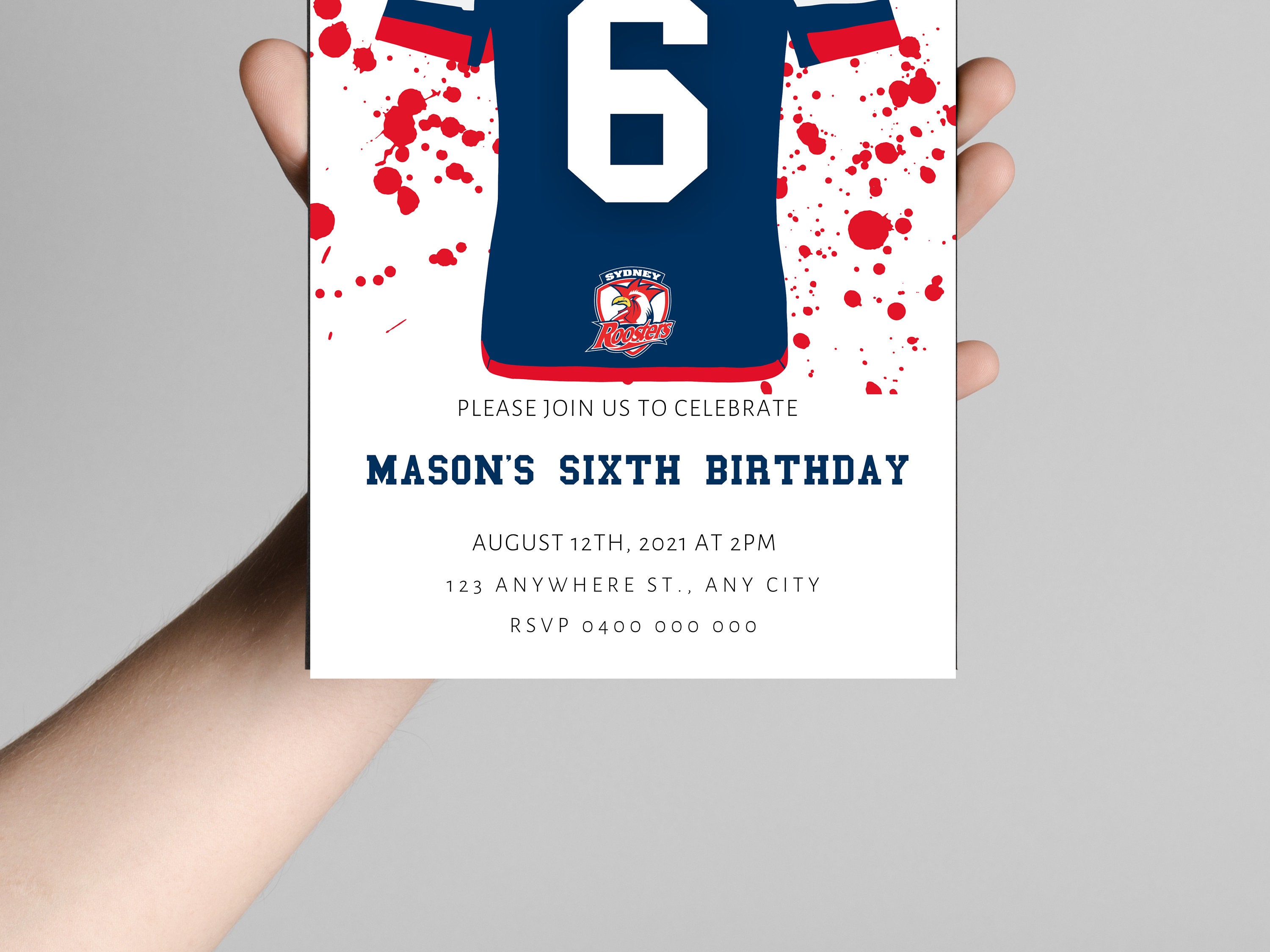 NRL Birthday Invitation | National Rugby League Birthday Party | Rugby ...