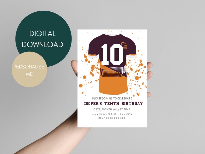 NRL Birthday Invitation | National Rugby League Birthday Party | Rugby ...