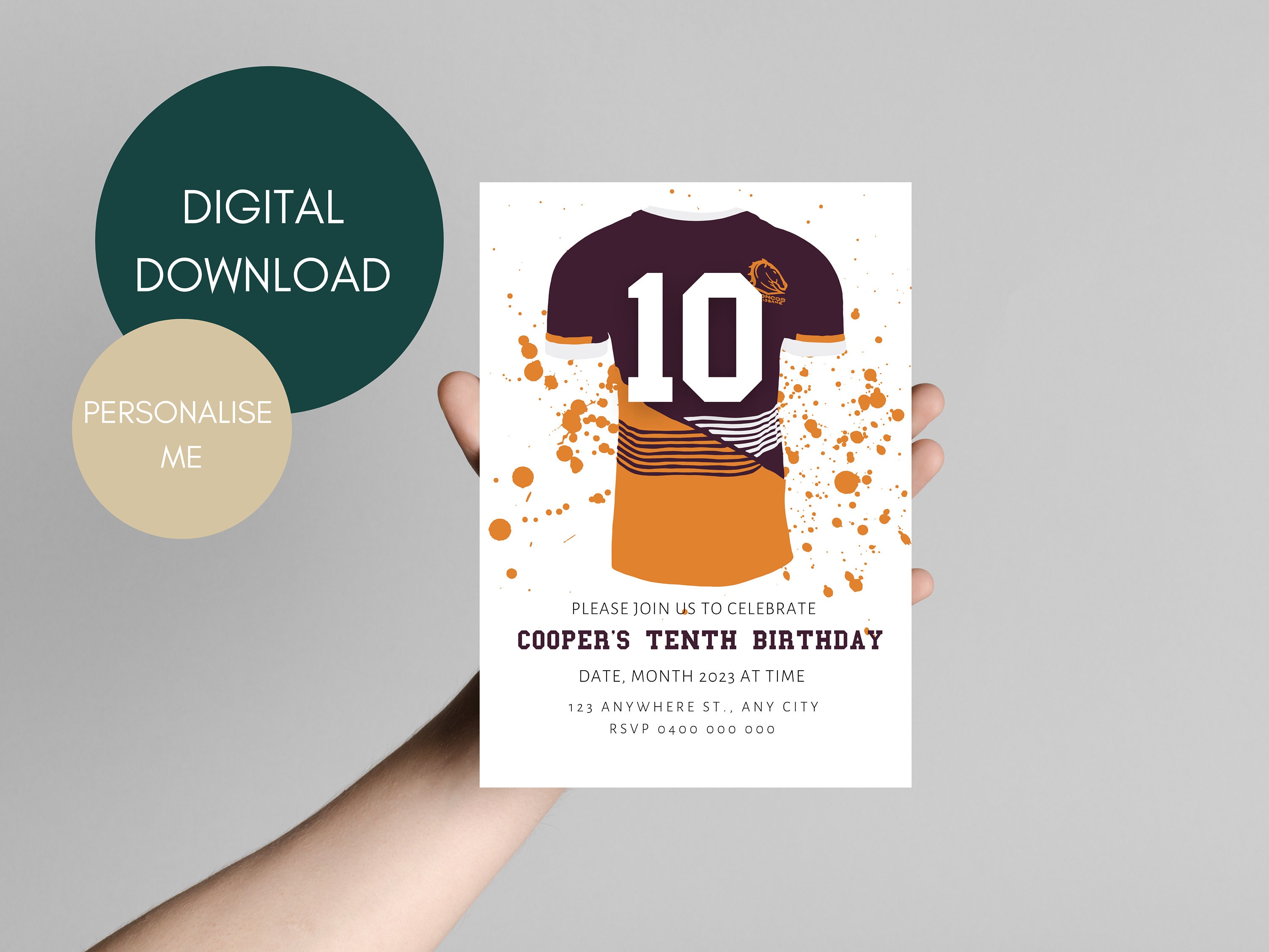 NRL Birthday Invitation | National Rugby League Birthday Party | Rugby ...