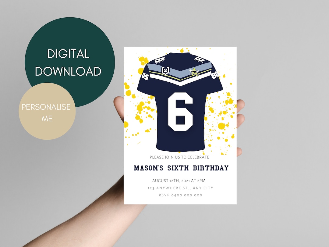 NRL Birthday Invitation | National Rugby League Birthday Party | Rugby ...