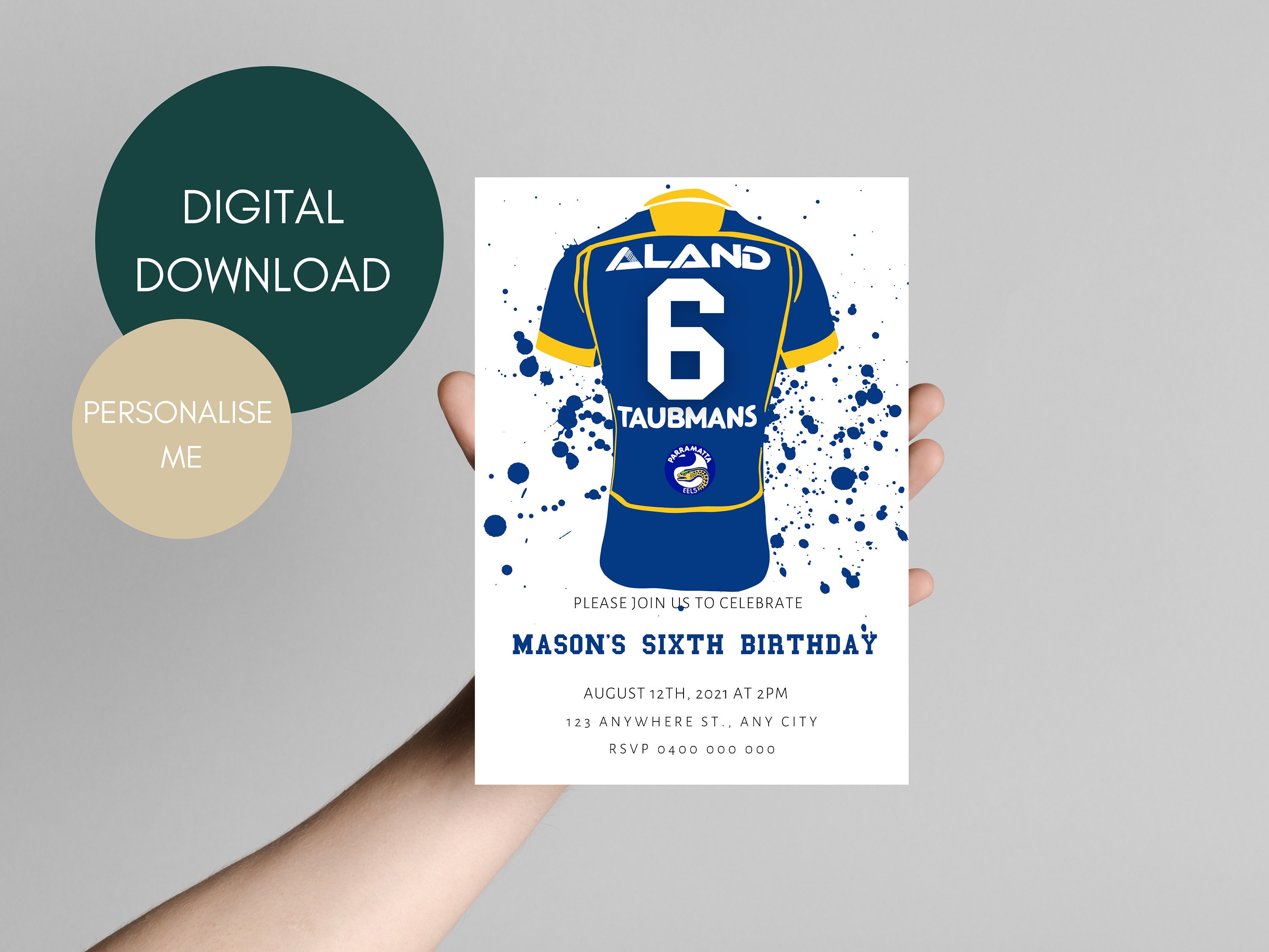 NRL Birthday Invitation | National Rugby League Birthday Party | Rugby ...