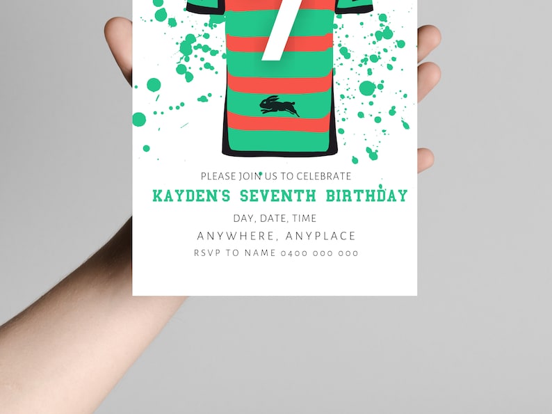 NRL Birthday Invitation | National Rugby League Birthday Party | Rugby ...