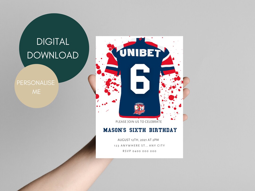 NRL Birthday Invitation | National Rugby League Birthday Party | Rugby ...