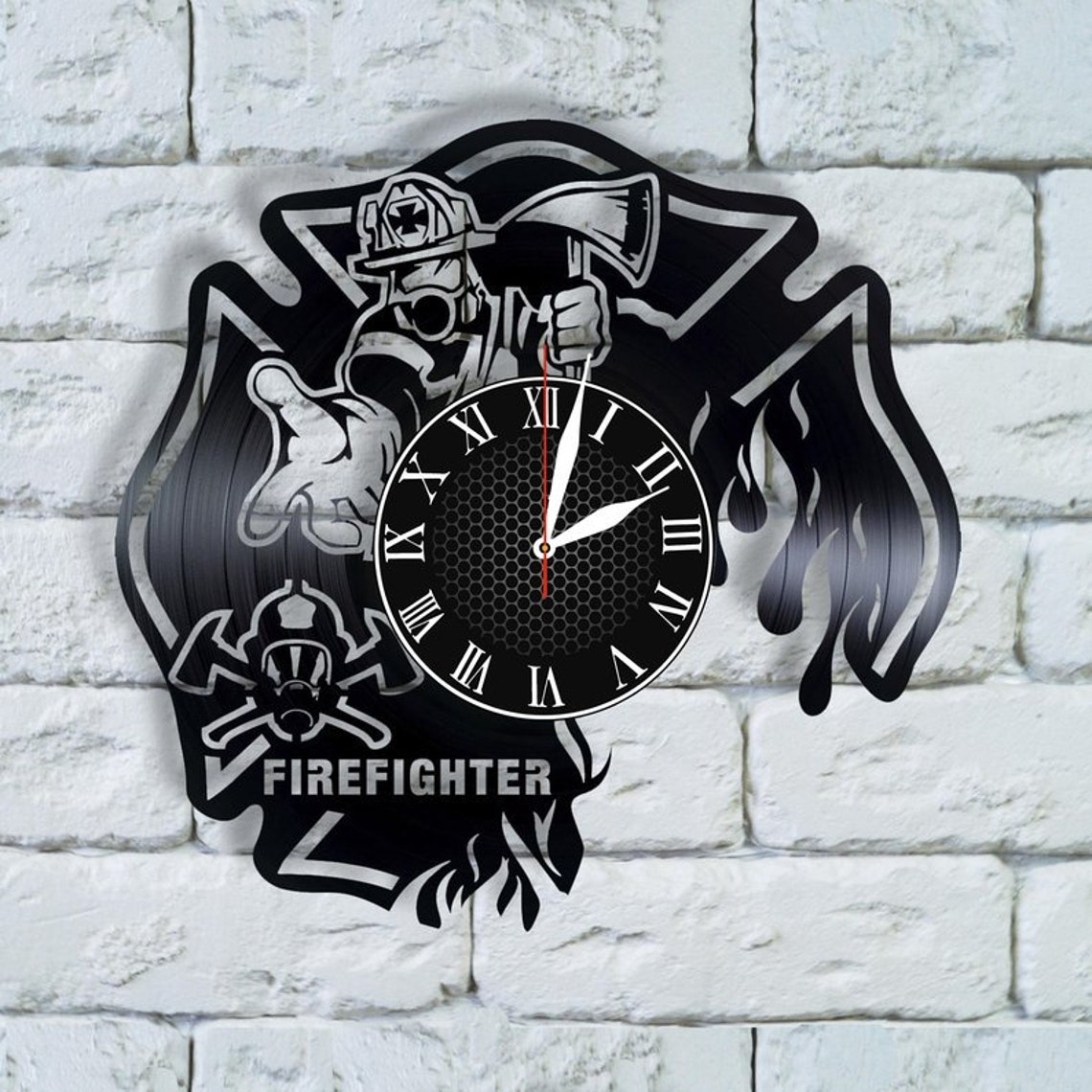 Time to Honor Heroes! Firefighter-themed Wall Clock – Handcrafted Vinyl ...