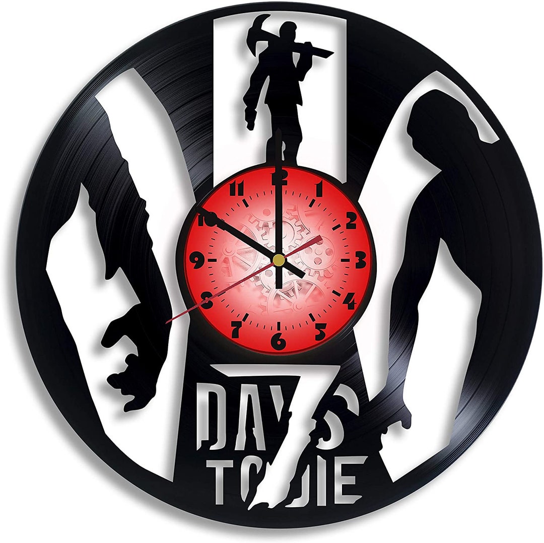 Zombie Survival Vinyl Clock - Handmade 12-inch Wall Art for Fans of ...