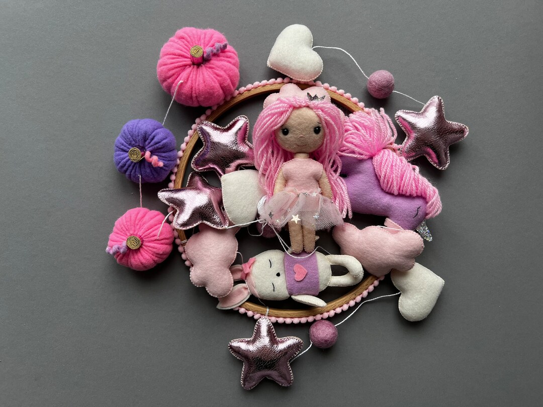 Baby Mobile for Girl Princess Bunny and Unicorn Music Rotating Mobile ...