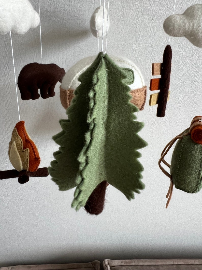 Camping Baby Mobile: Woodland Forest Crib Decor, Neutral National Park ...
