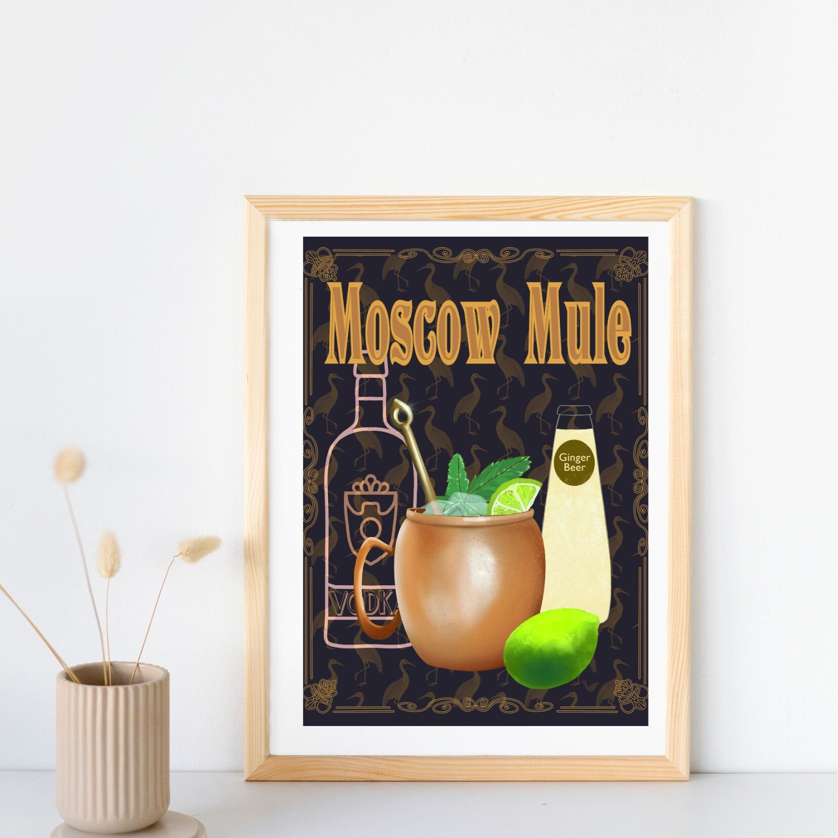 Moscow Mule Poster. Digital Download. Cocktail Art. Art Deco Style ...
