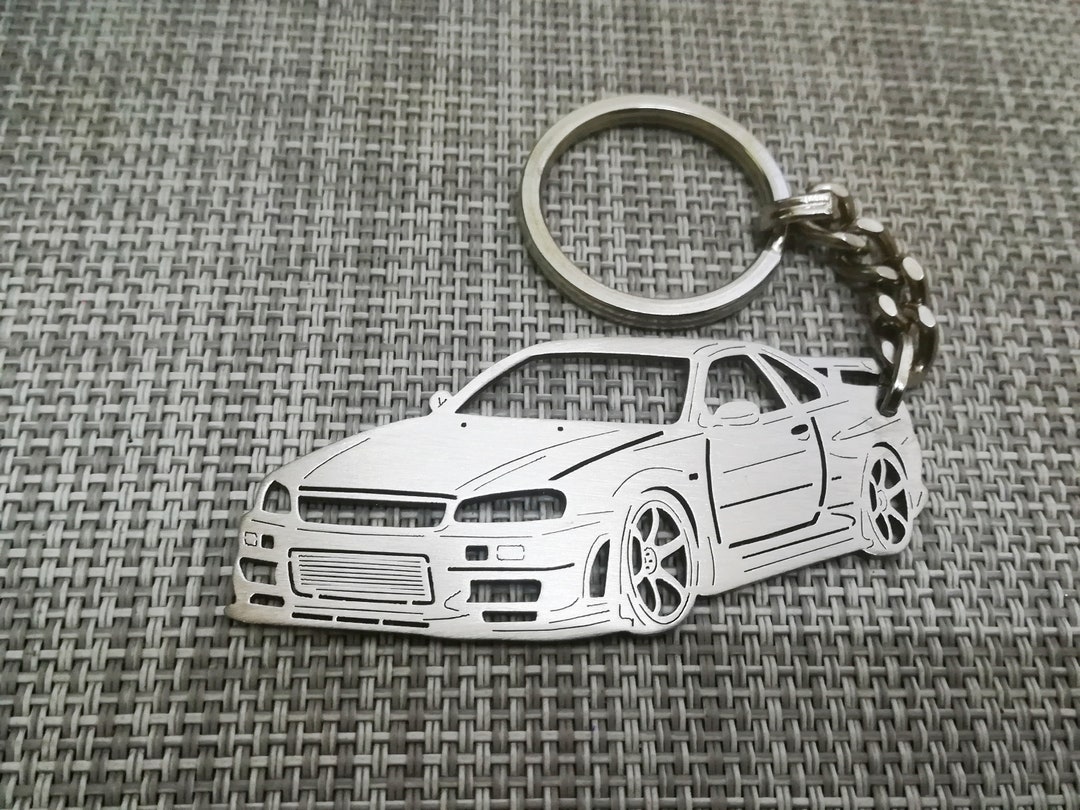 Skyline R34 Custom Keychain, Personalized Keyring, Stainless Steel ...