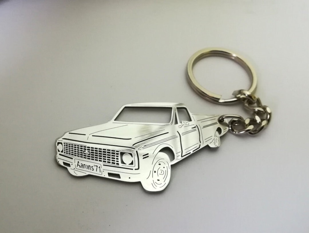 Pickup C10 Fleetside 1971 Custom Keychain, Personalized Keyring ...