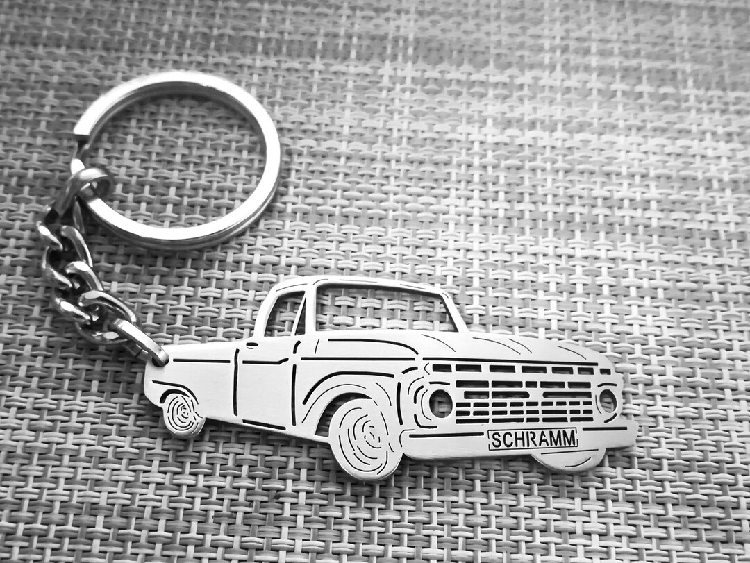 1966 F100 Long Bed Custom Keychain, Personalized Keyring, Stainless ...