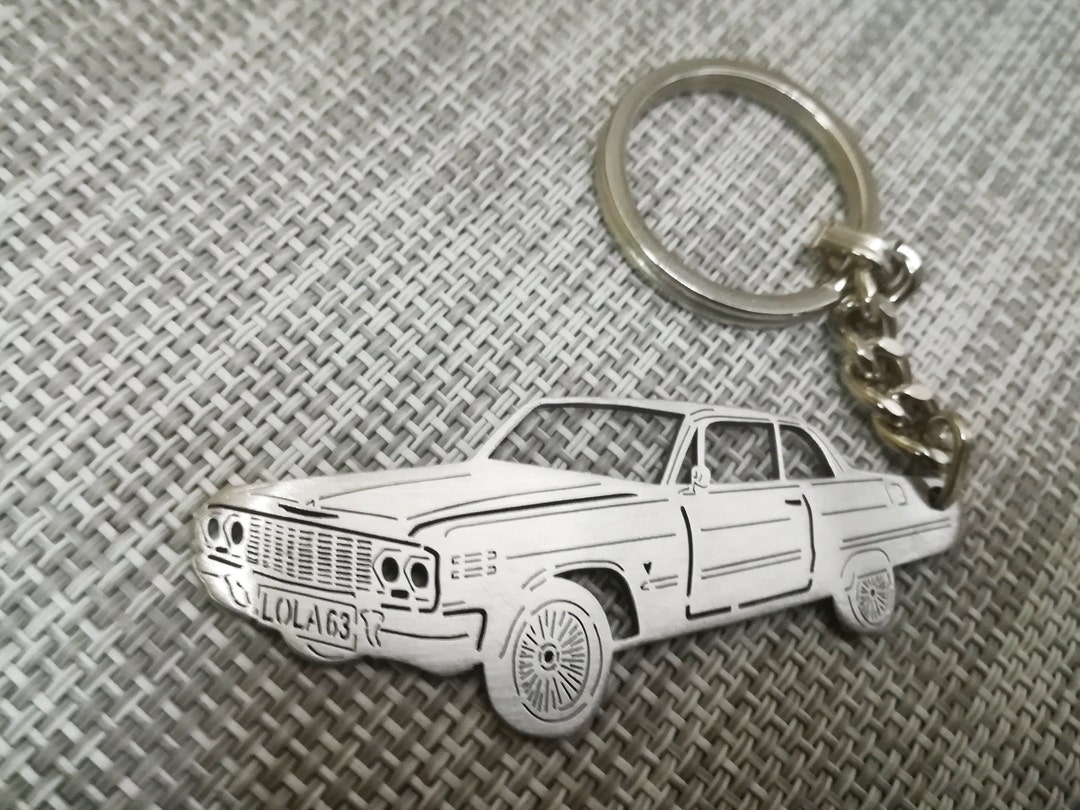 Impala 1963 Custom Keychain, Personalized Keyring, Stainless Steel ...