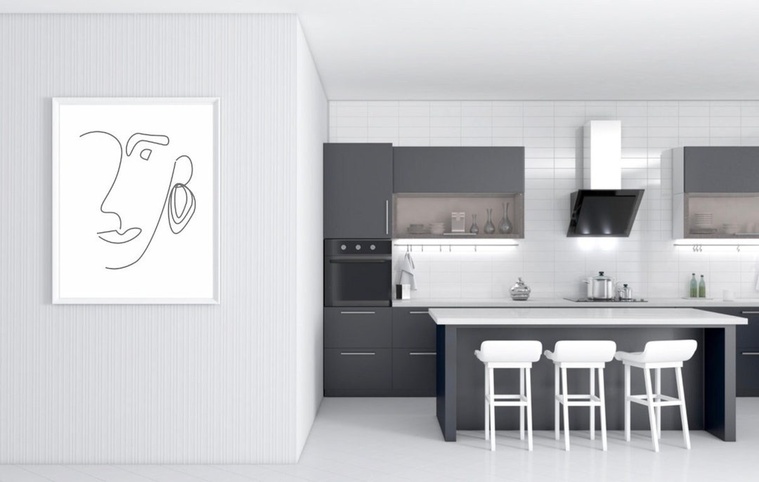 Geometric Face Wall Art Print Home Decor Face Line Art Line - Etsy