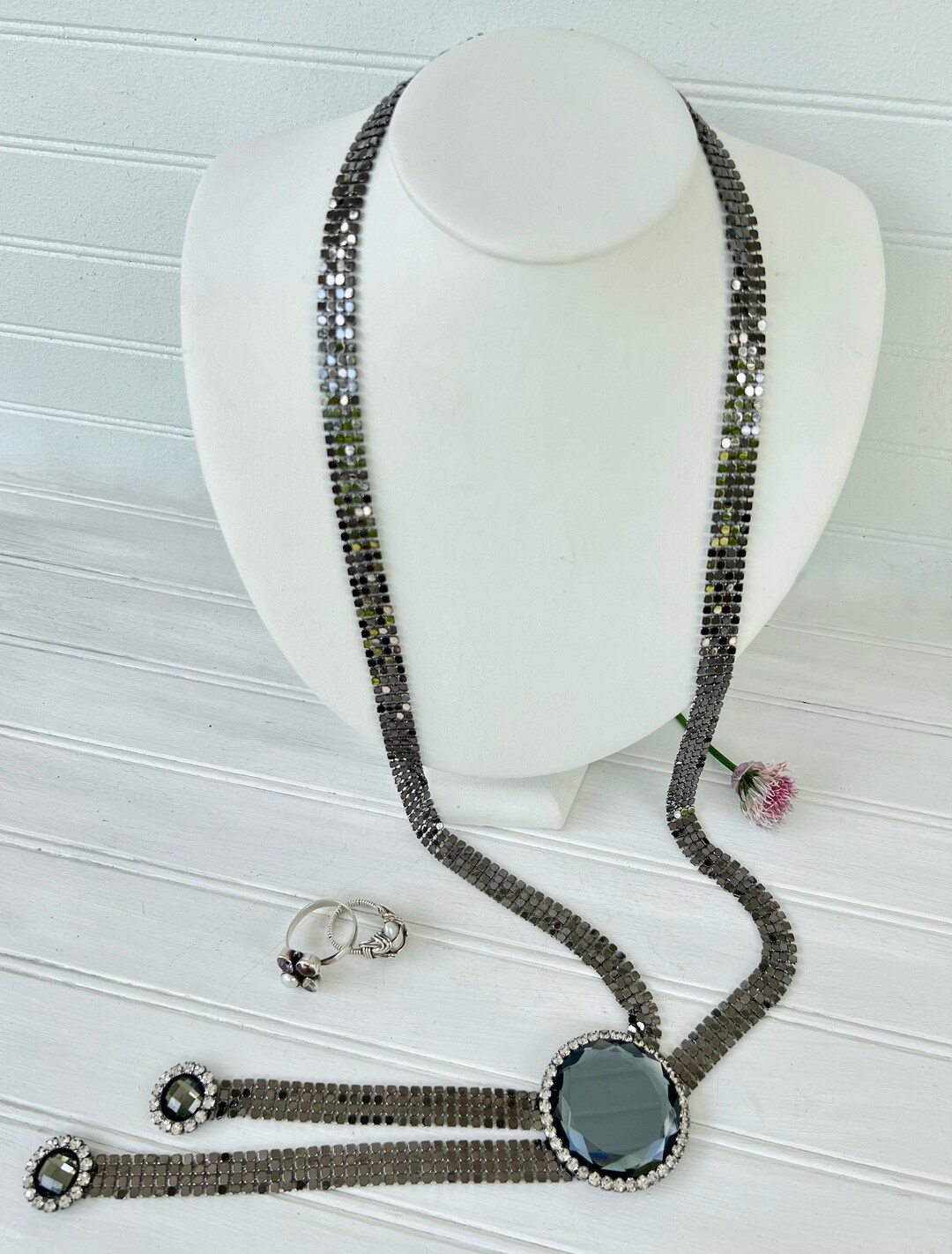 Retro Necklace Disco Style Jewelry Rhinestone Necklace Vintage Disco ...