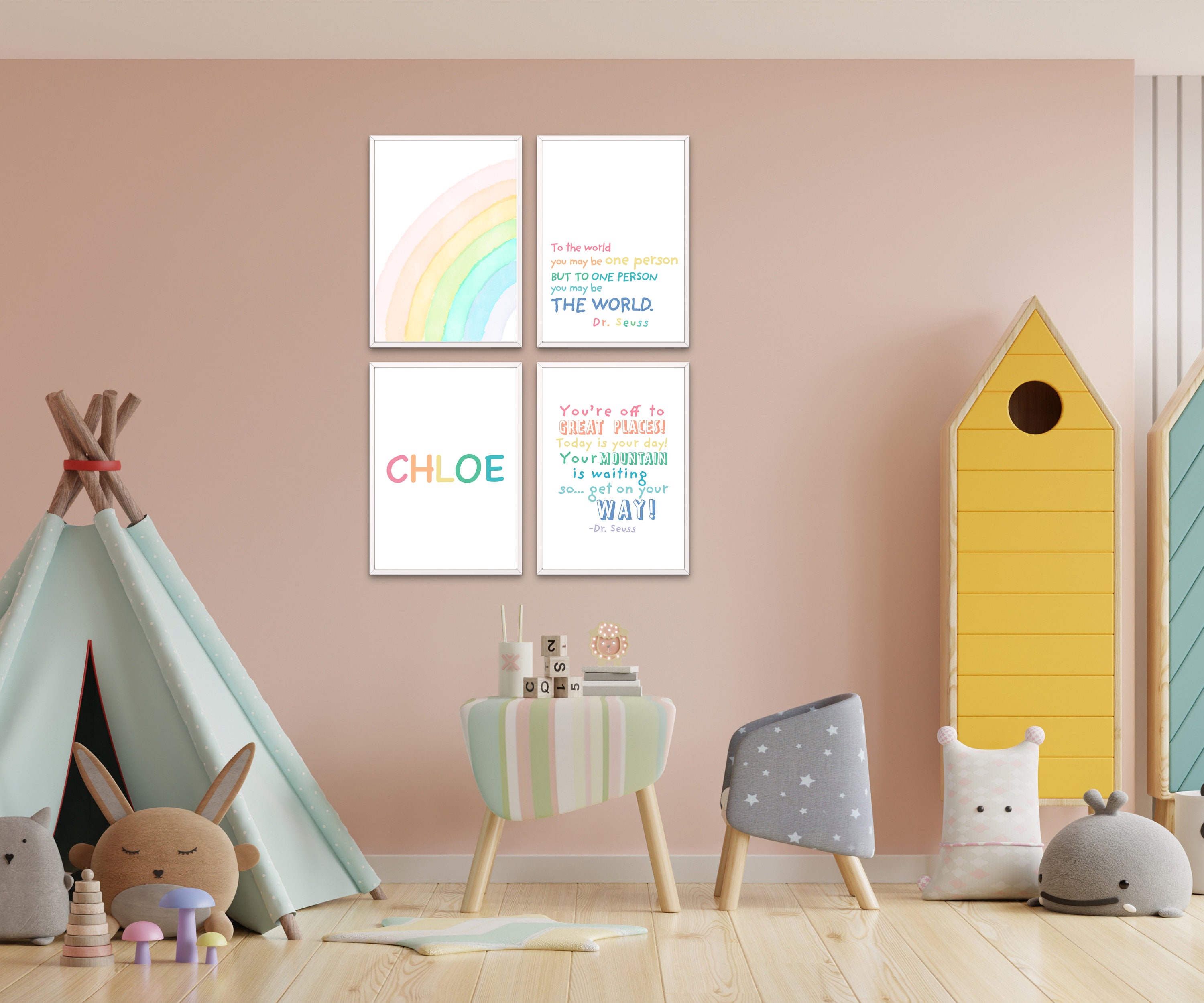 Dr. Seuss Pastel Color Rainbow Watercolor Printable Quote | Etsy