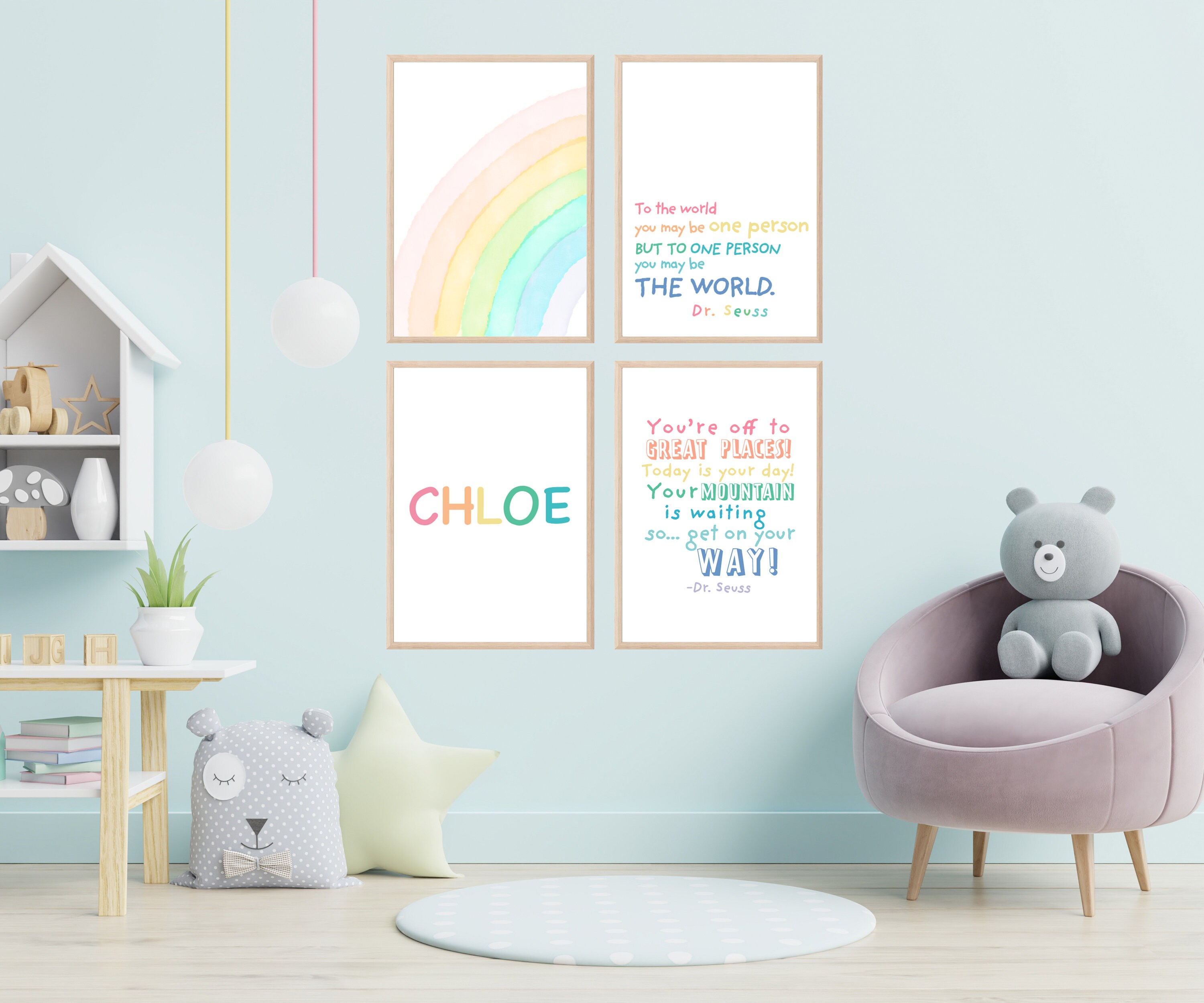 Dr. Seuss Pastel Color Rainbow Watercolor Printable Quote | Etsy