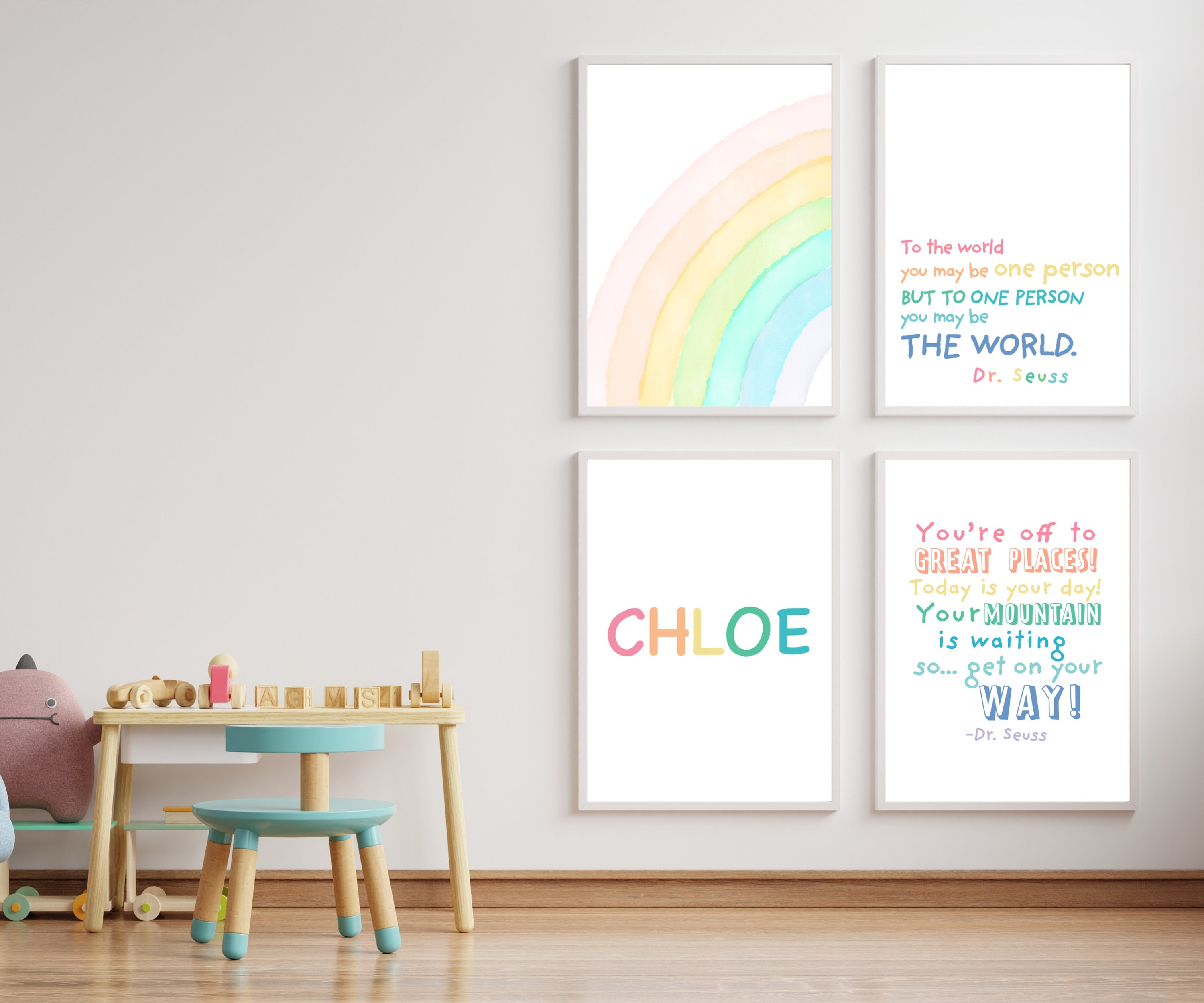 Dr. Seuss Pastel Color Rainbow Watercolor Printable Quote | Etsy