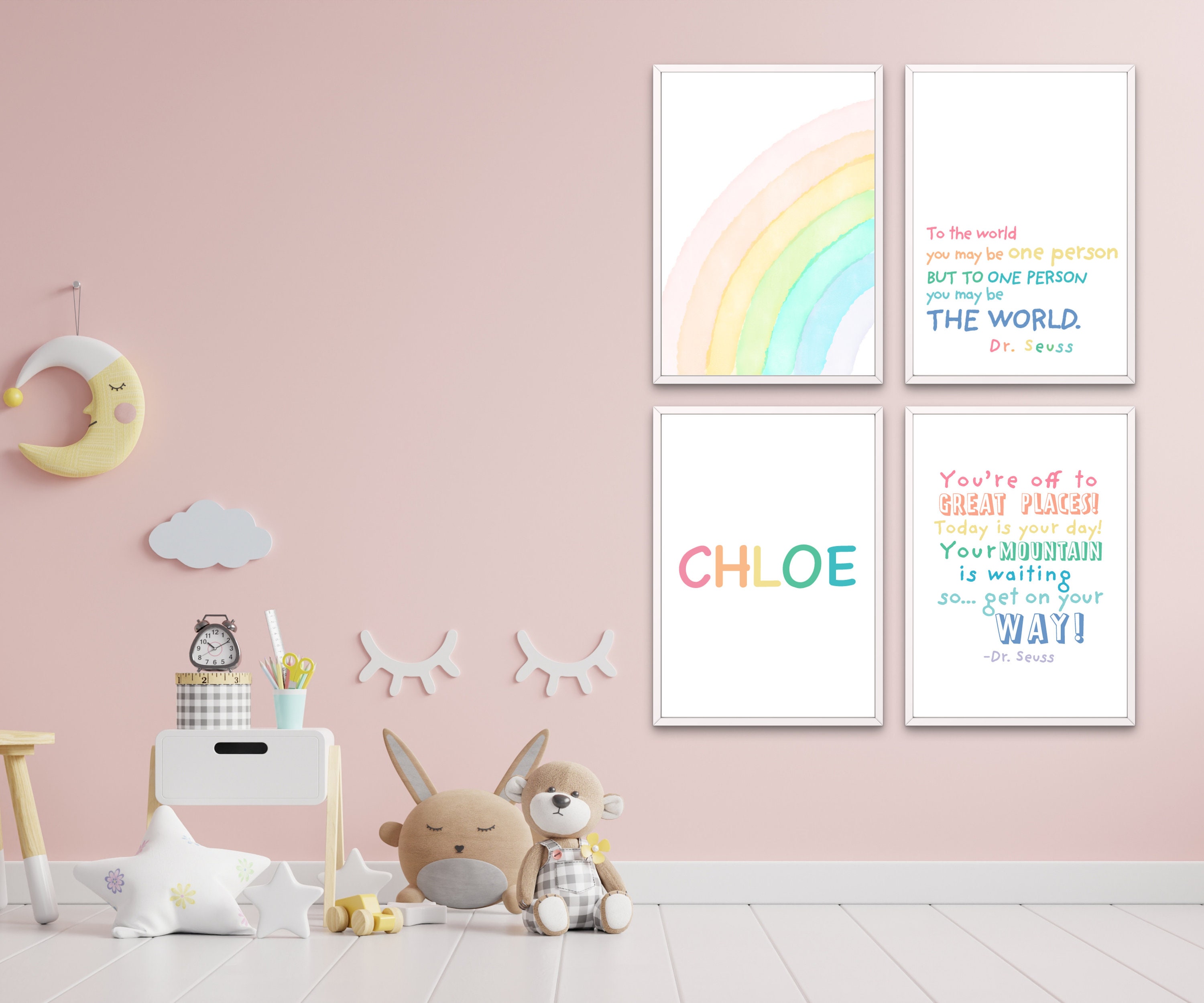 Dr. Seuss Pastel Color Rainbow Watercolor Printable Quote | Etsy