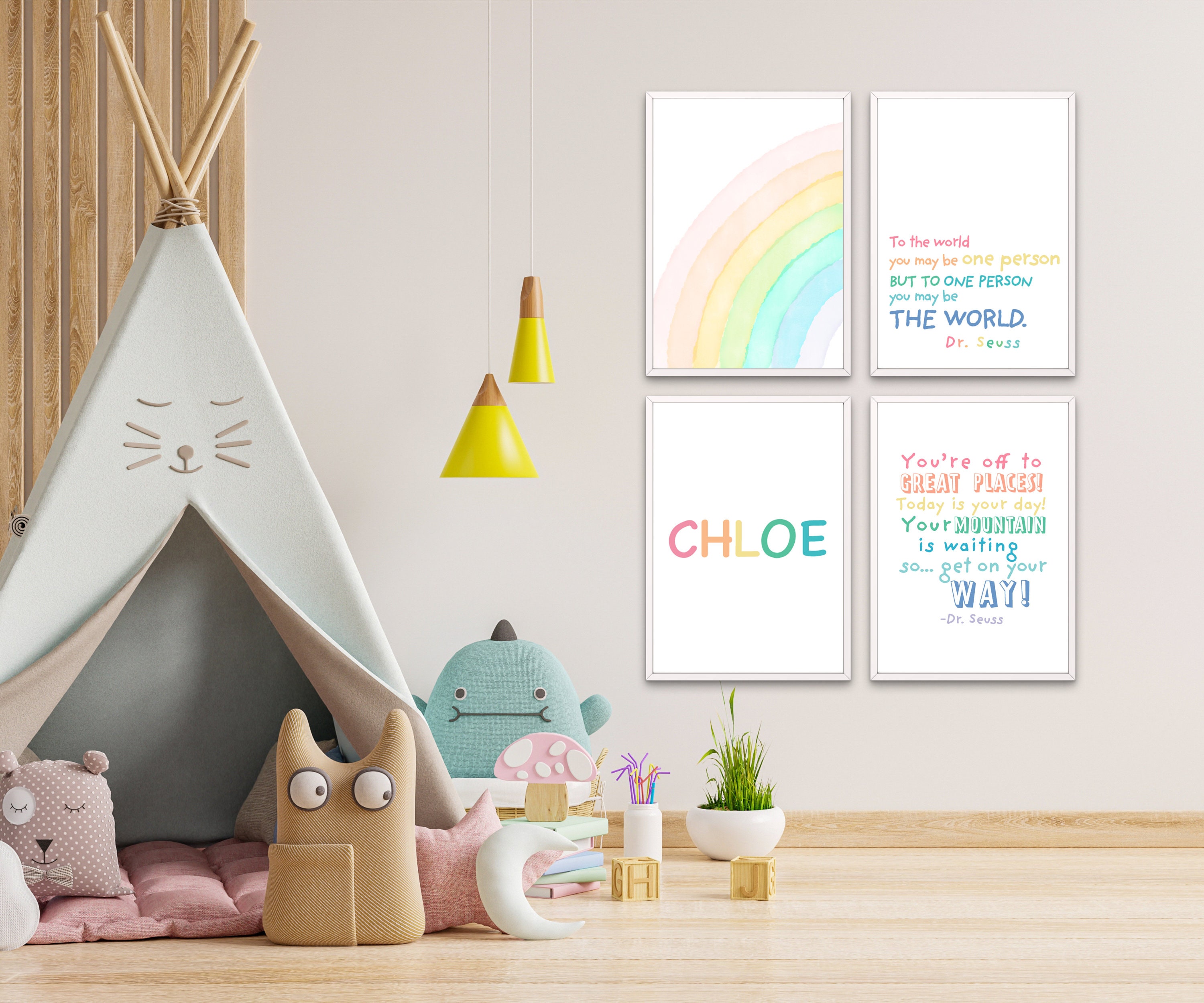 Dr. Seuss Pastel Color Rainbow Watercolor Printable Quote | Etsy