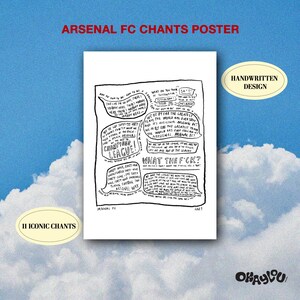 Arsenal FC Iconic Chants Poster Gunners Poster Premier League Sports ...