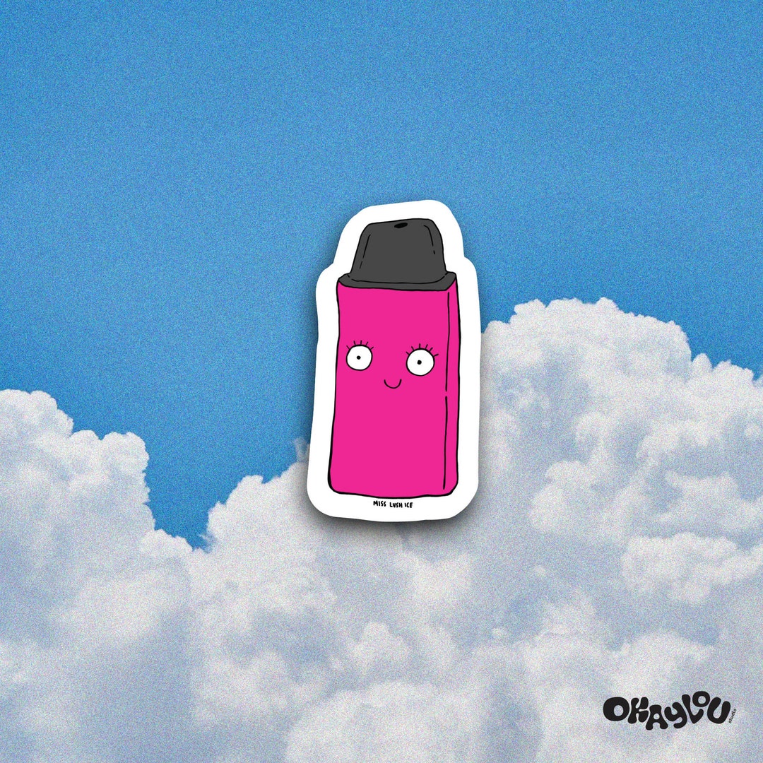 Miss Lush Ice Adorable Cartoon Vape Vinyl Sticker Unique & Eye-catching ...